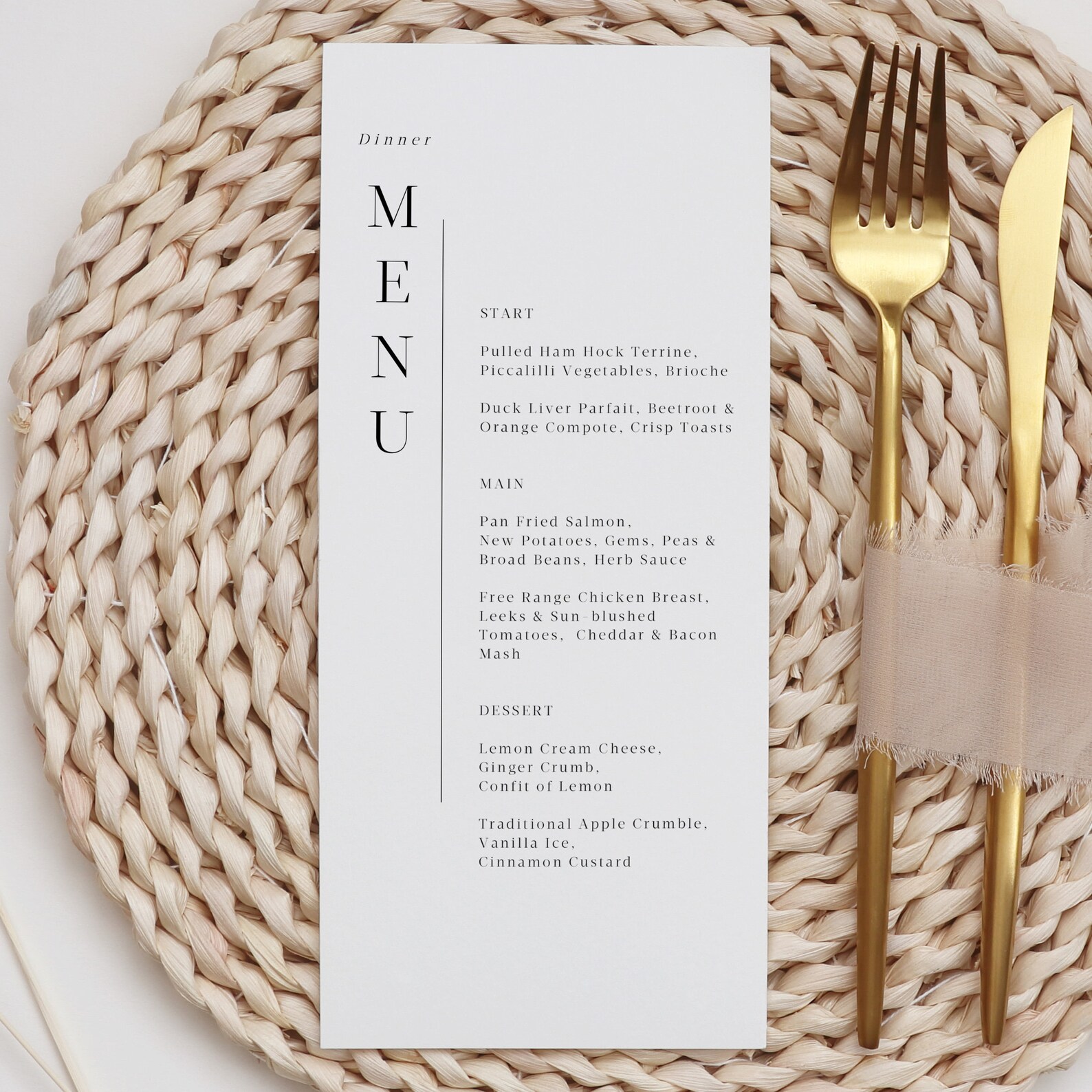 MCKENNA Long Minimalist Dinner Menu Template Modern Wedding - Etsy