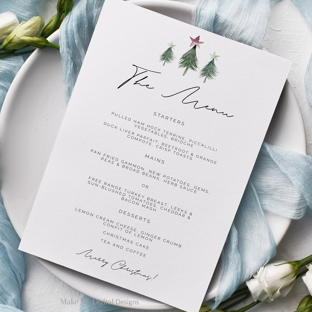 Christmas Dinner Menu Card Printable Festive Menu Card - Etsy UK