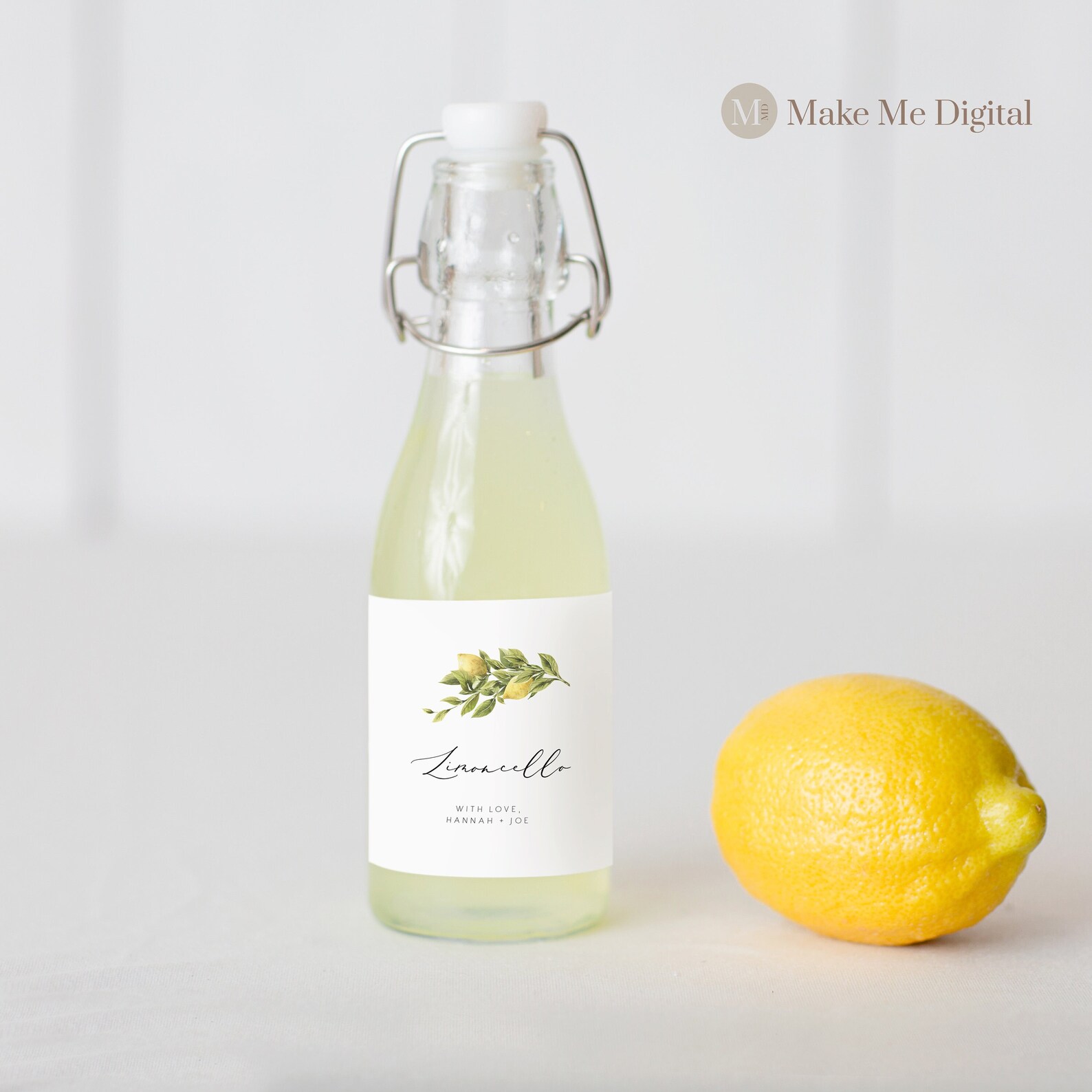 LEMON Limoncello Bottle Label Modern Wedding Limoncino - Etsy