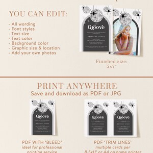 Disco Ball Goth Birthday Invitation, Black Glitter Adult Festival ...