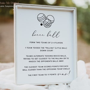 Elegant Calligraphy Bocce Ball Sign, Modern Lawn Bowls Rules Sign ...
