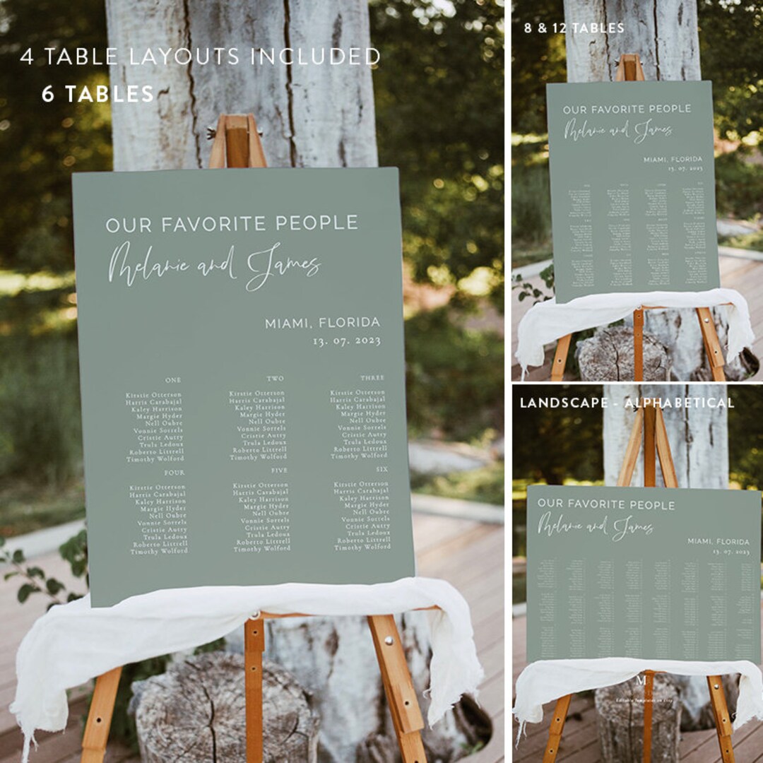 Sage Blue Wedding Seating Chart Sign, Bohemian Sage Seating Plan Sign ...