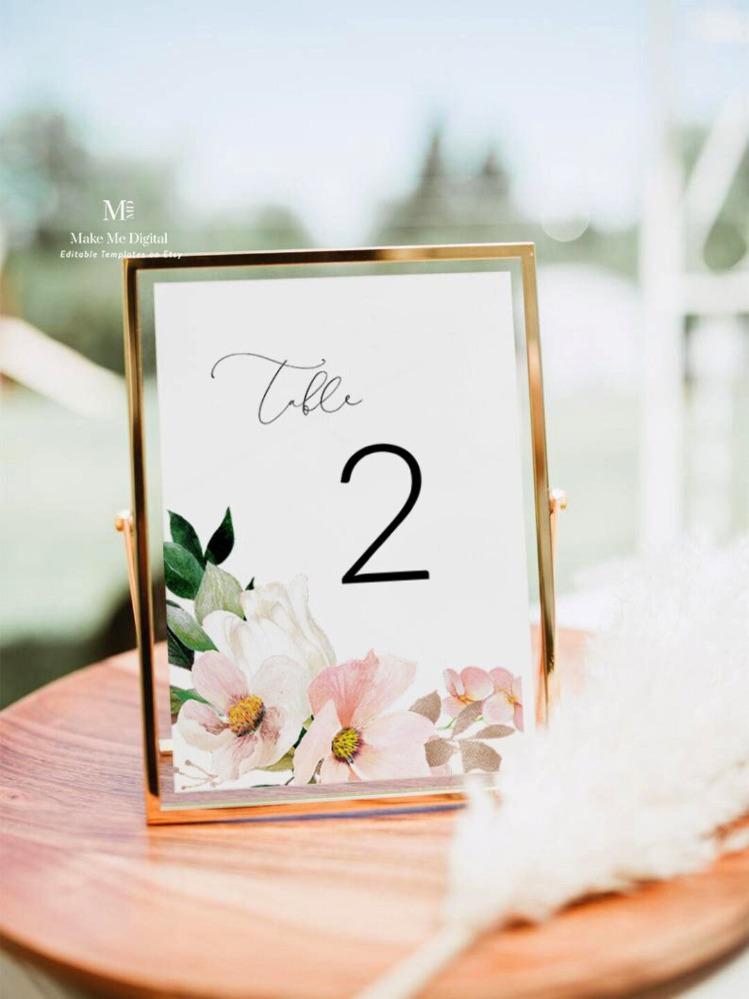 Pink Hydrangea Table Number Template Printable Blush Wedding Table ...