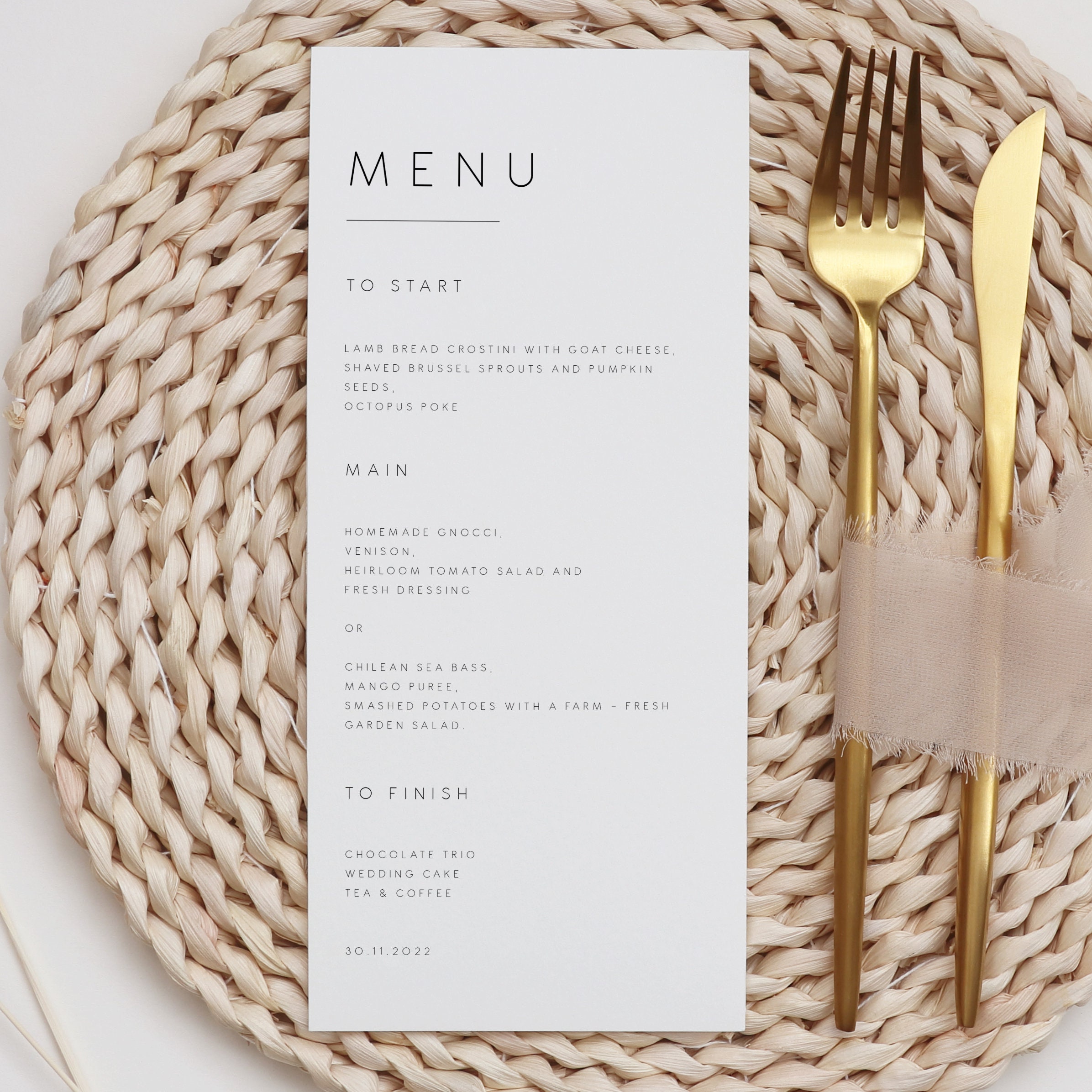 Simple Wedding Menu Template Modern and Simple Wedding Menu - Etsy UK
