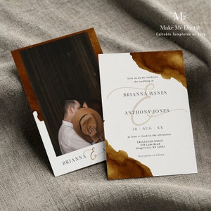 Bohemian Rust Wedding Invite, Rustic Terracotta Wedding Invitation ...