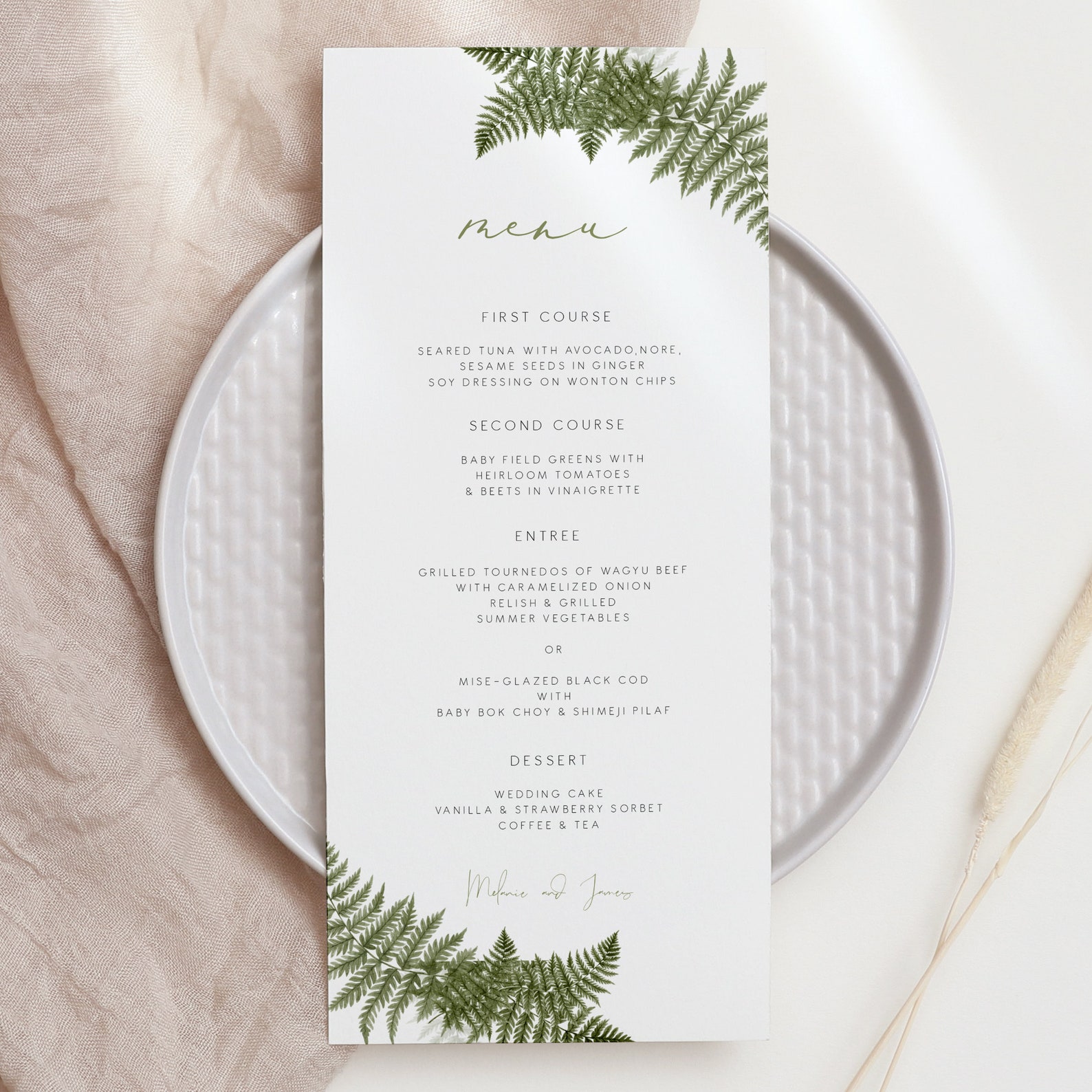 Fern Wedding Menu Template Editable Fern Wedding Menu - Etsy Canada