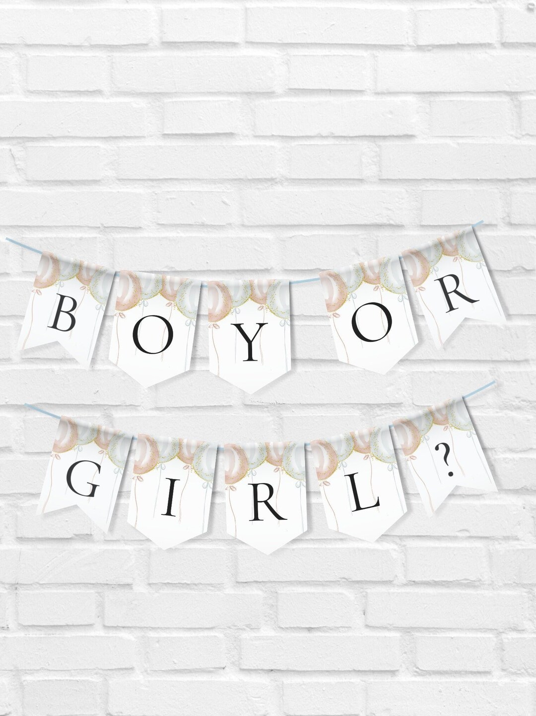 Printable Gender Reveal Balloon Banner Hello Baby Letters A to - Etsy