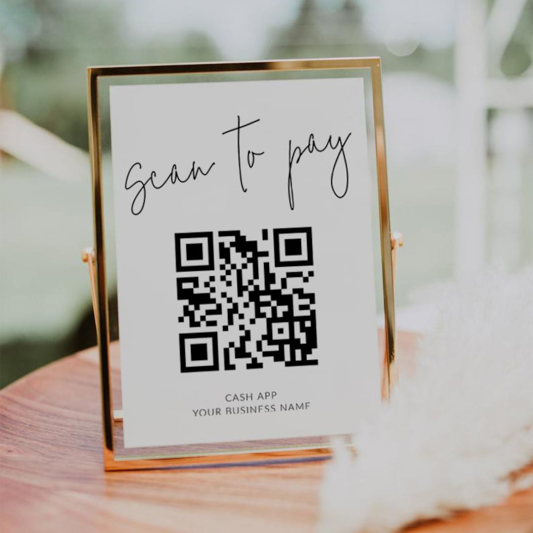 Modern Calligraphy Scan to Pay Sign, Modern Business QR Code Sign ...