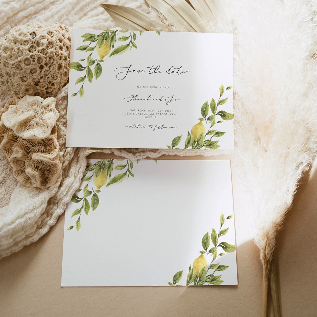 Lemon Save the Date Invitation Template Wedding Save the Date Printable ...