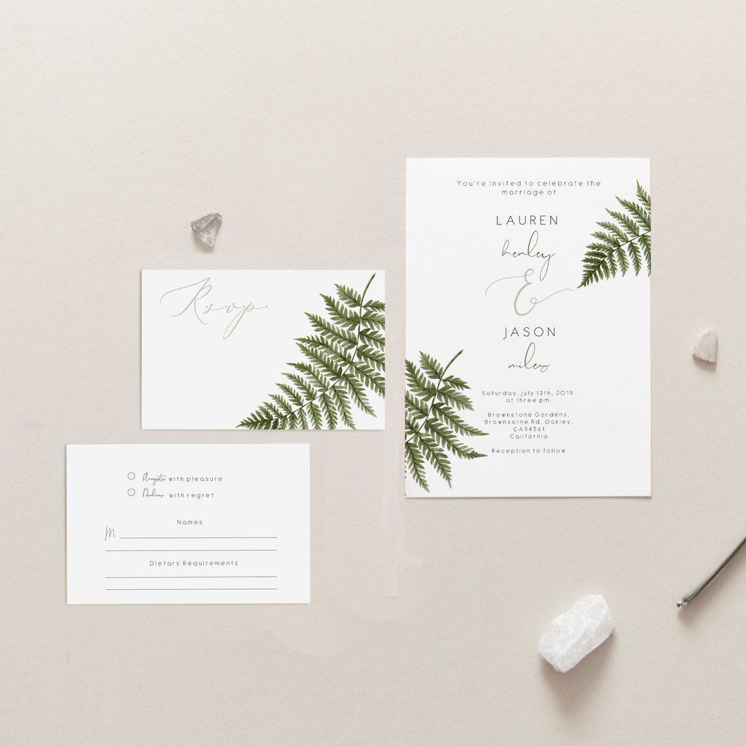 Fern Wedding Invitation Suite Fern Wedding Invitation, Fern Greenery ...