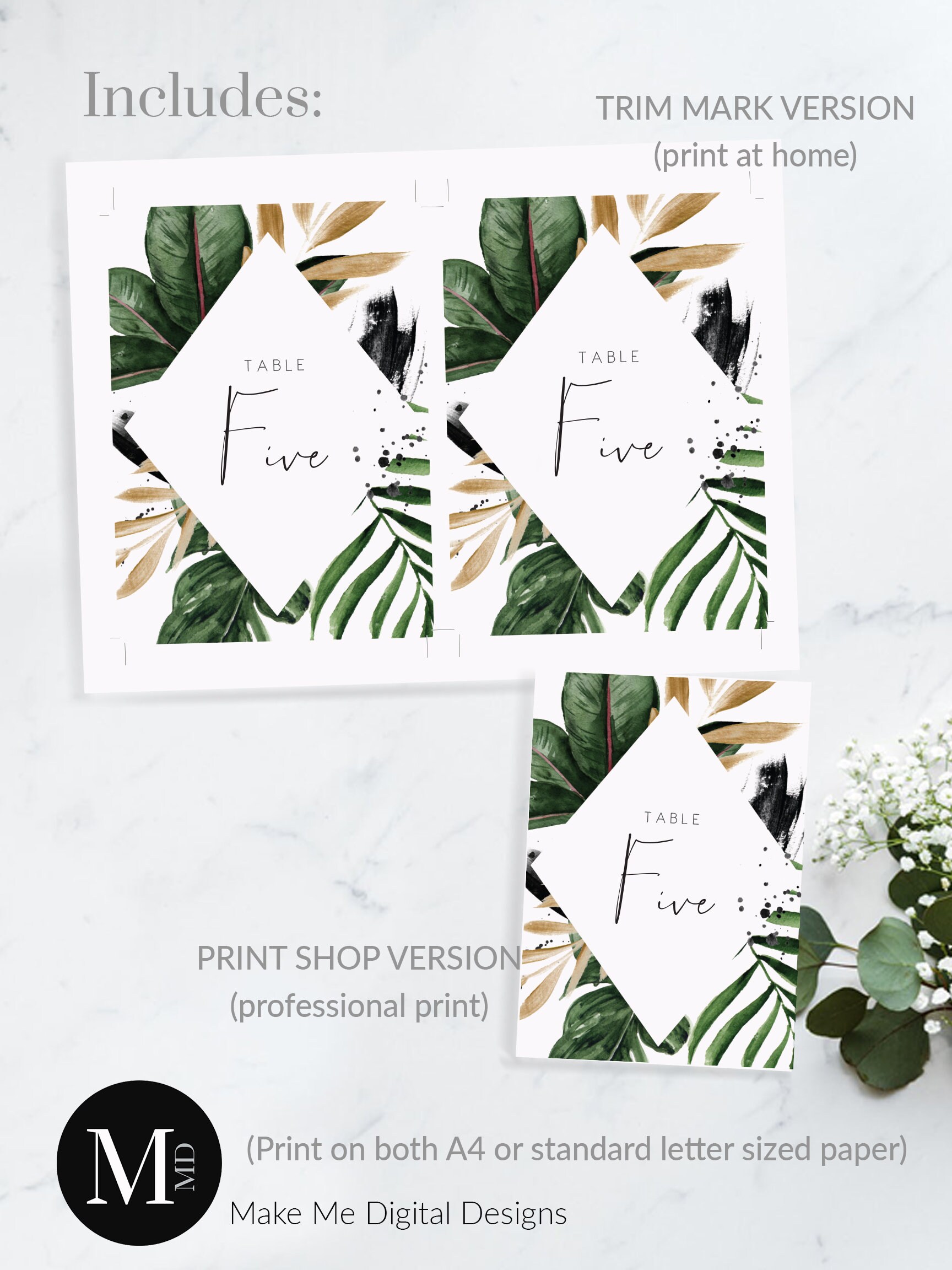 Tropical table Number Template Printable Wedding Table Number | Etsy