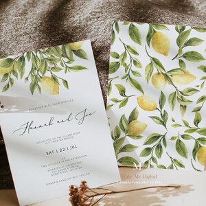 Lemon Wedding Invitation Template Citrus Invitation, Yellow Lemon ...