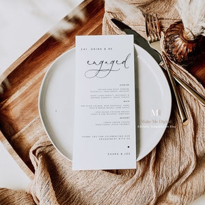 Contemporary Engagement Party Menu, Modern Wedding Engagement Dinner ...