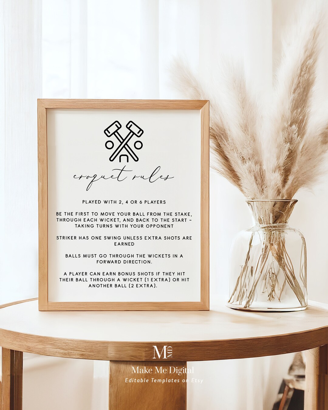 Elegant Calligraphy Croquet Rules Sign, Modern Croquet Game Sign ...