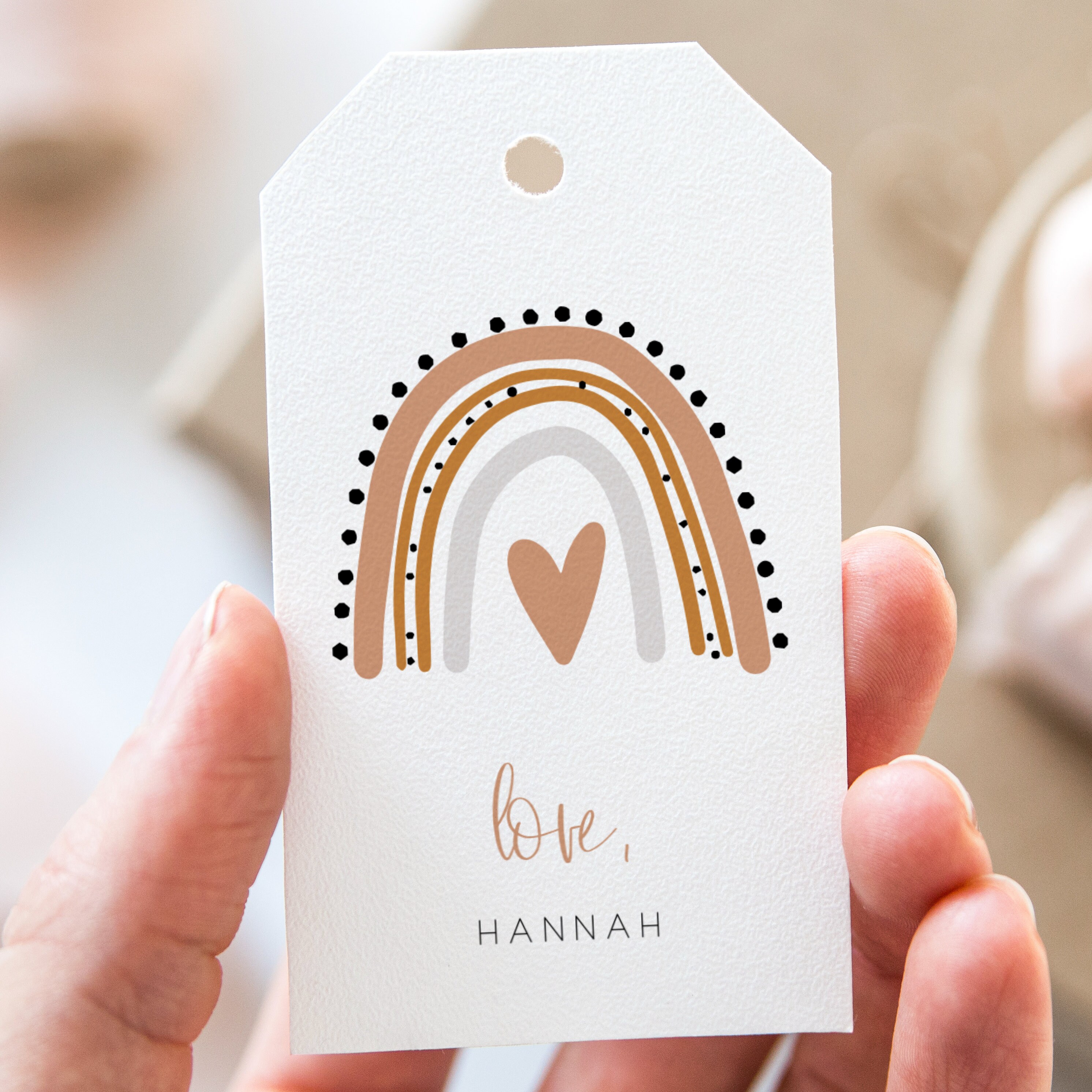 Terracotta Rainbow Gift Favor Tag Template | Bohemian Rainbow Generic ...