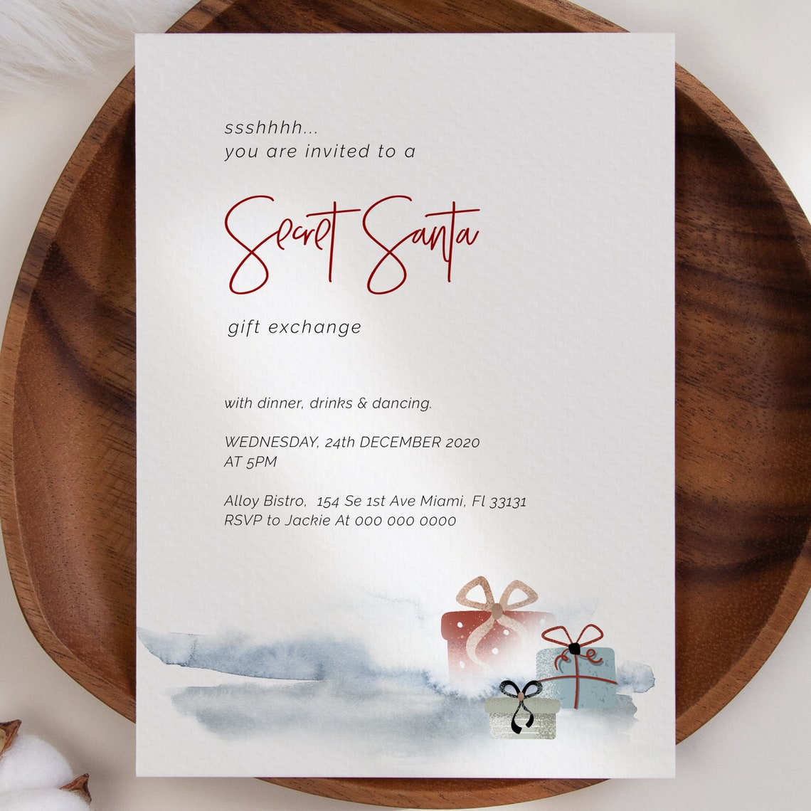 Secret Santa Party Invite Festive Party Invitation Template | Etsy