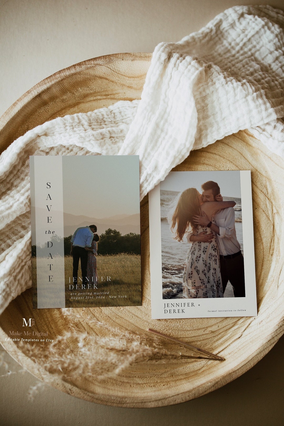 Classic Serif Photo Save the Date Template, Vintage Wedding Printable ...