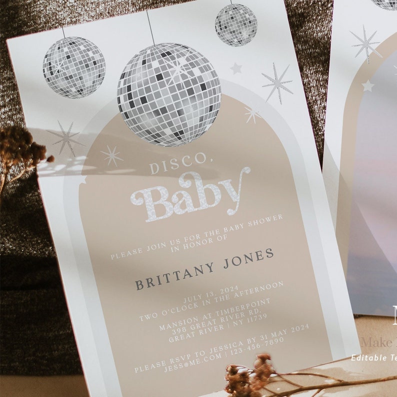 Disco Ball Diva Baby Shower Invitation Silver Glitter Disco - Etsy