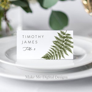 Fern Wedding Place Cards Wedding Fern Name Cards Editable Templett ...
