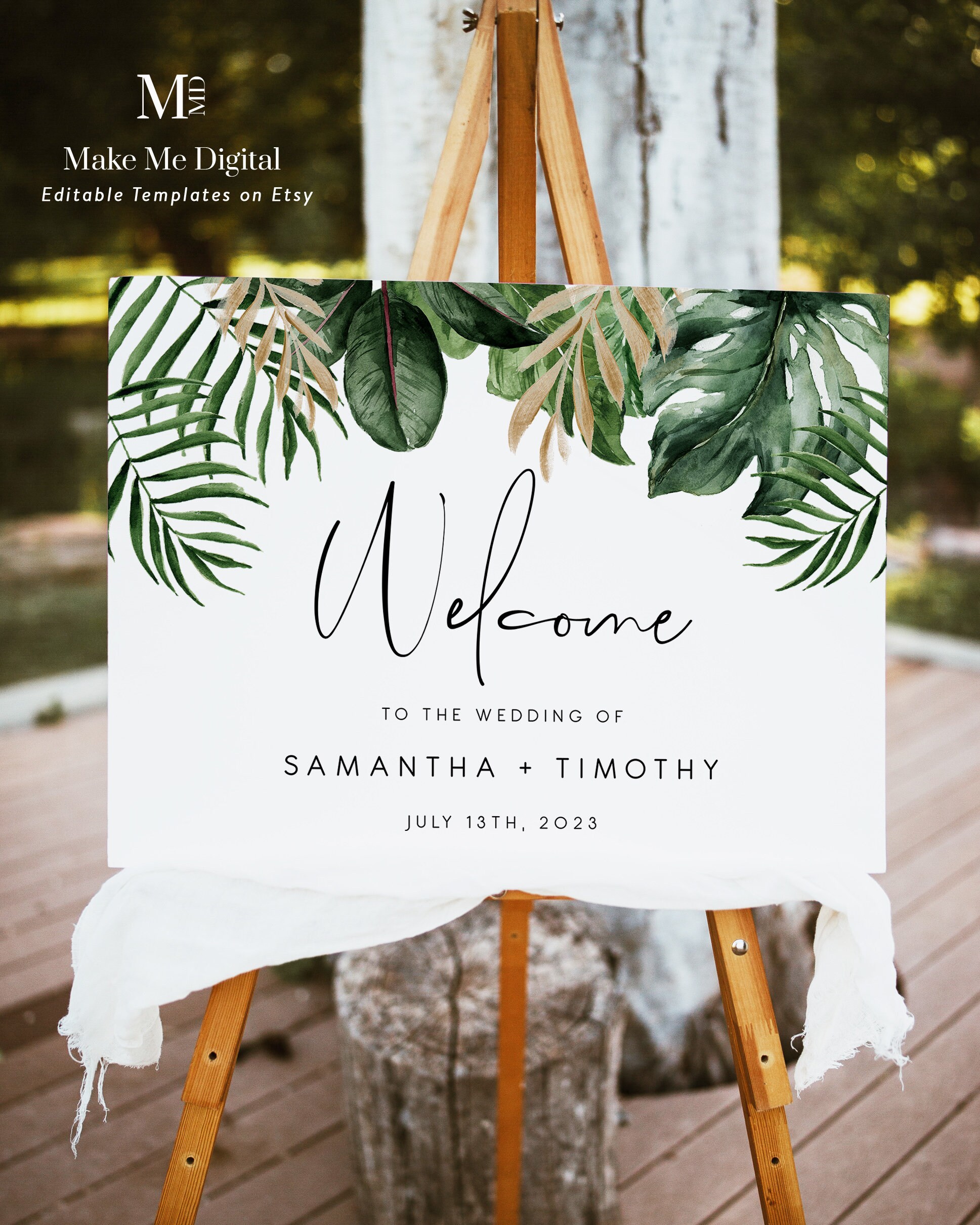 Editable Tropical Welcome Sign Template, Wedding Welcome Sign ...