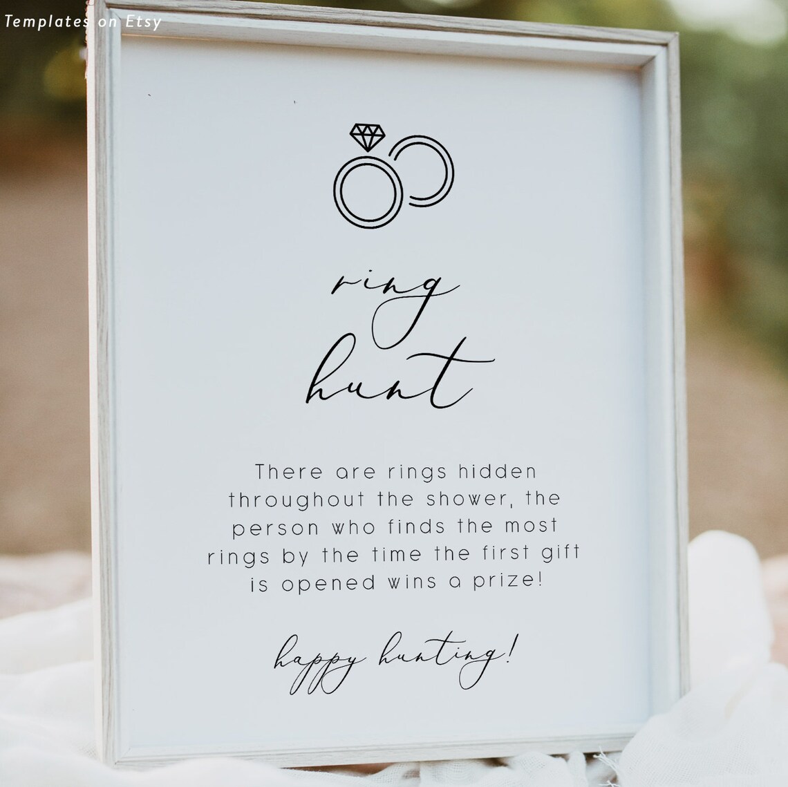 Ring Hunt Game Sign Printable, Modern Engagement Party Sign, Hidden ...