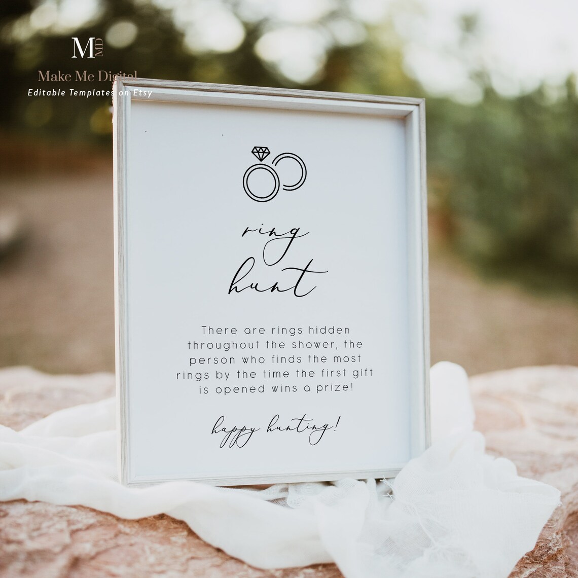 Ring Hunt Game Sign Printable, Modern Engagement Party Sign, Hidden ...