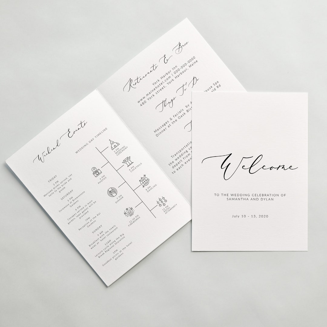 Bi-fold Wedding Welcome Letter Template, Foldable Welcome Letter ...