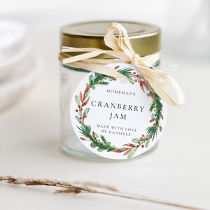Christmas Wreath Homemade Jam Tag, 2024 Christmas Gift Circle Tag ...