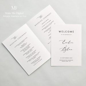Elegant Wedding Ceremony Program Booklet | Printable Wedding Booklet ...