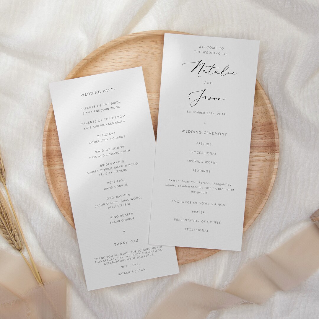 Elegant Wedding Ceremony Program Template | Printable Wedding Program ...