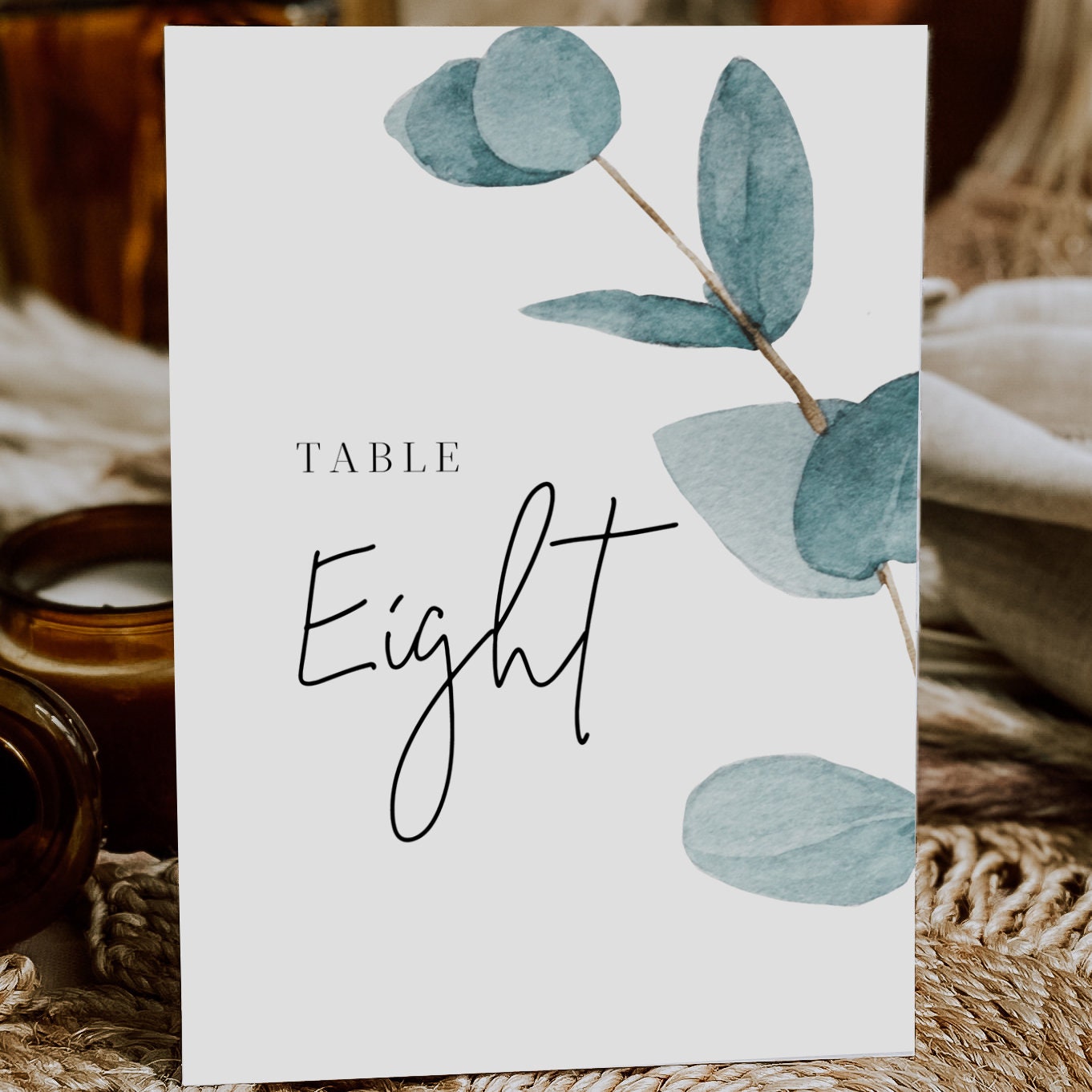 Eucalyptus Table Number Template, Printable Wedding Table Number ...