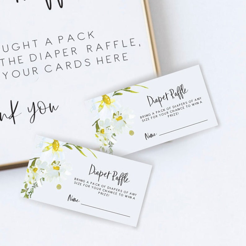 Daisy diaper raffle sign floral diaper raffle card Baby Shower | Etsy