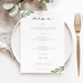 Greenery Wedding Menu, Menu Template, Green Leaf Printable Wedding Menu ...
