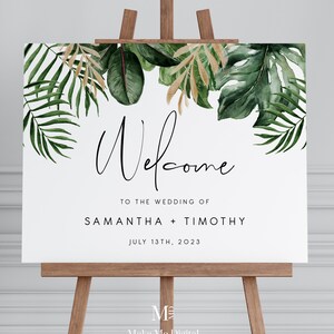 Editable Tropical Welcome Sign Template, Wedding Welcome Sign ...