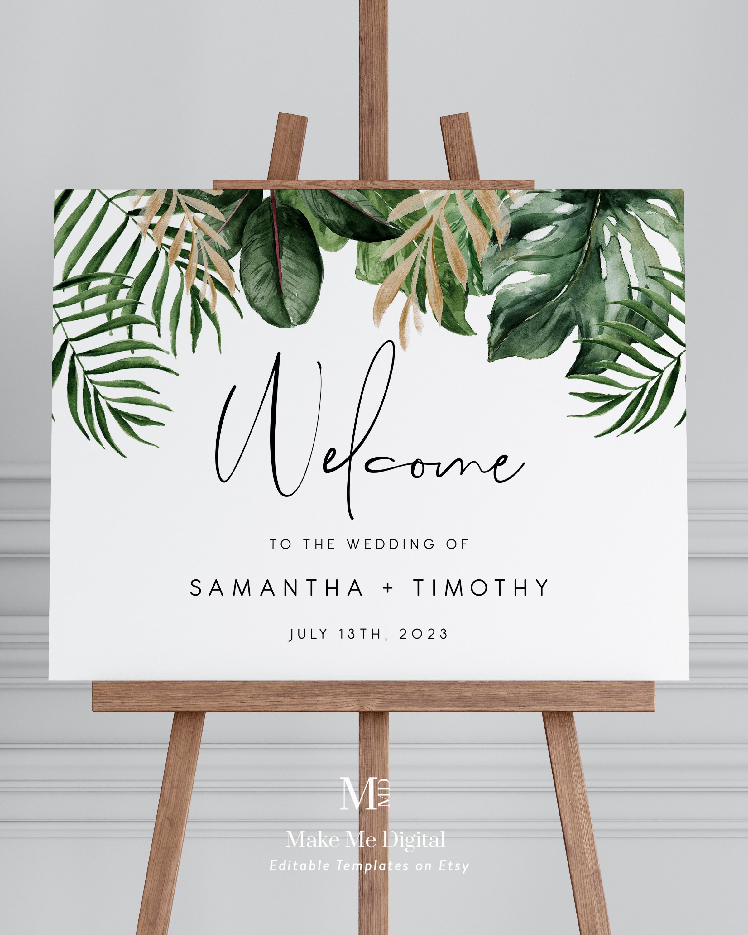 Editable Tropical Welcome Sign Template, Wedding Welcome Sign ...