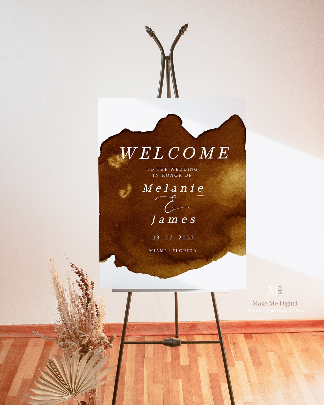Bohemian Rust Welcome Sign, Rustic Terracotta Wedding Welcome Sign ...