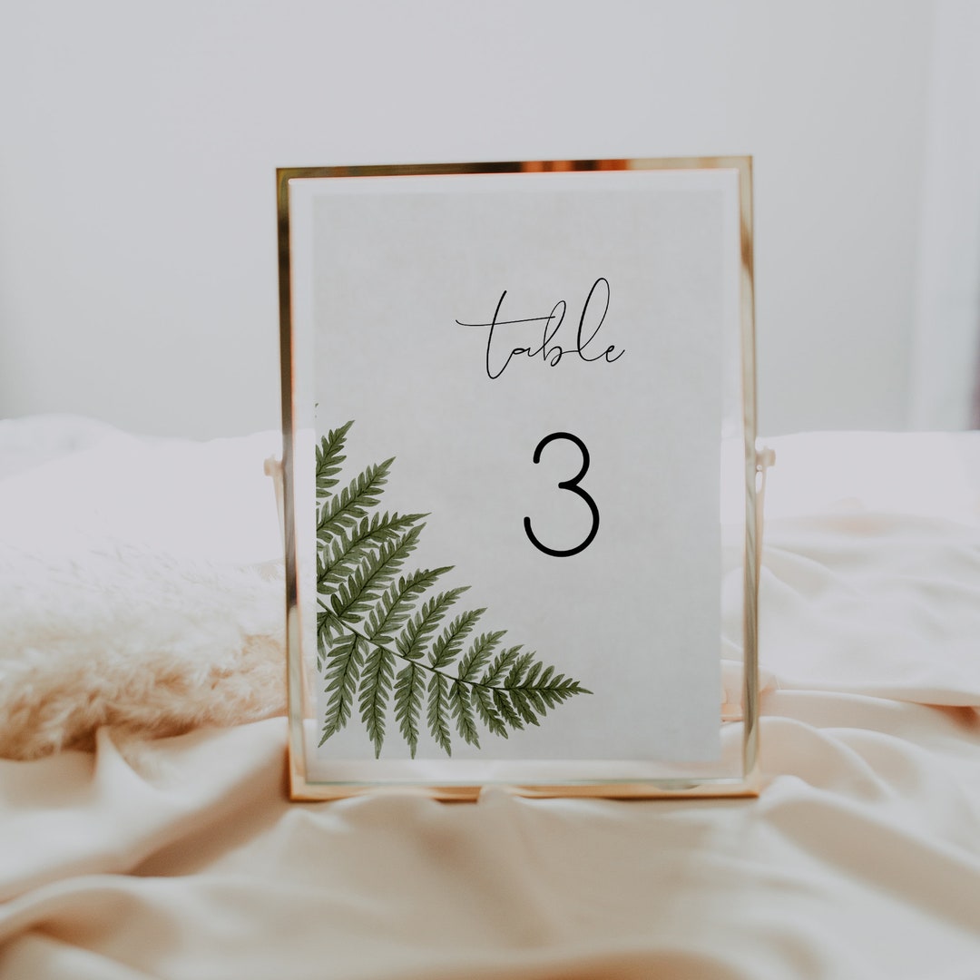Fern Table Number Editable Fern Table Number Templett - Etsy