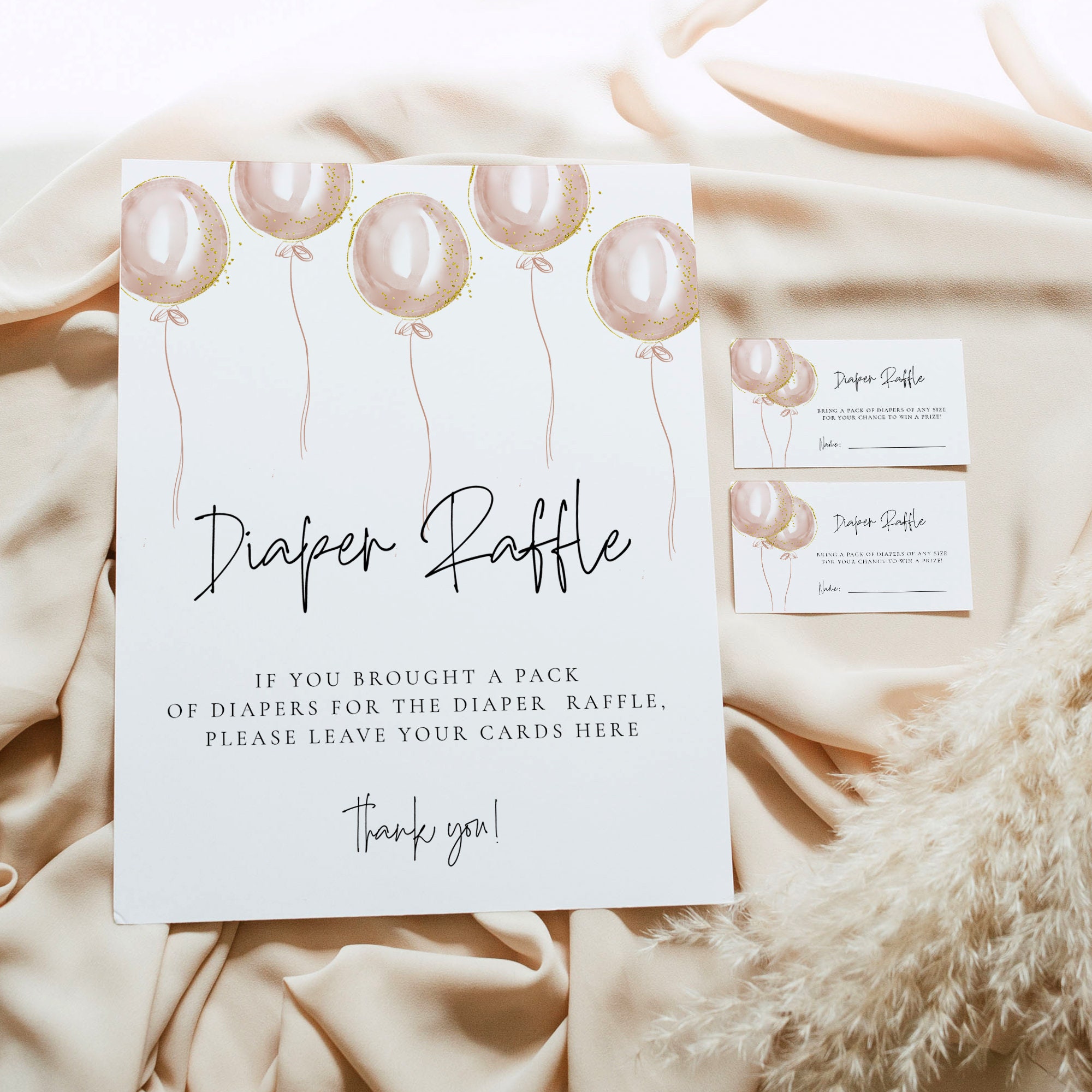 Pink Balloon Diaper Raffle Sign Blush Diaper Raffle Card | Etsy