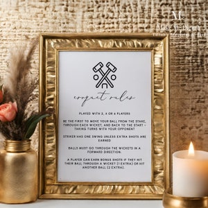Elegant Calligraphy Croquet Rules Sign, Modern Croquet Game Sign ...
