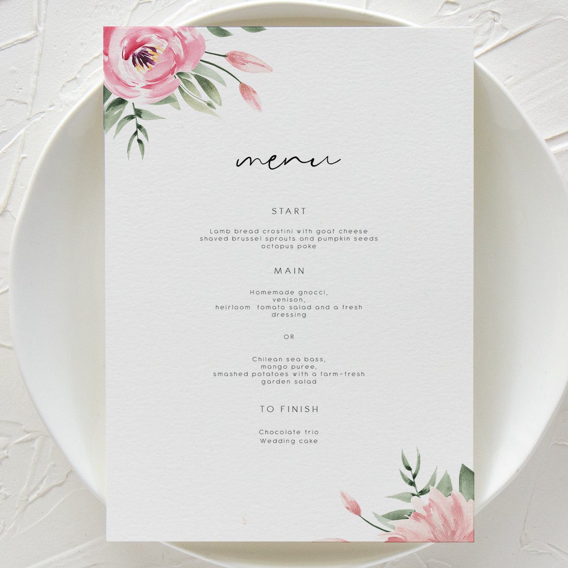 Pink Peony Summer Wedding Menu Editable Peony Garden Party - Etsy UK