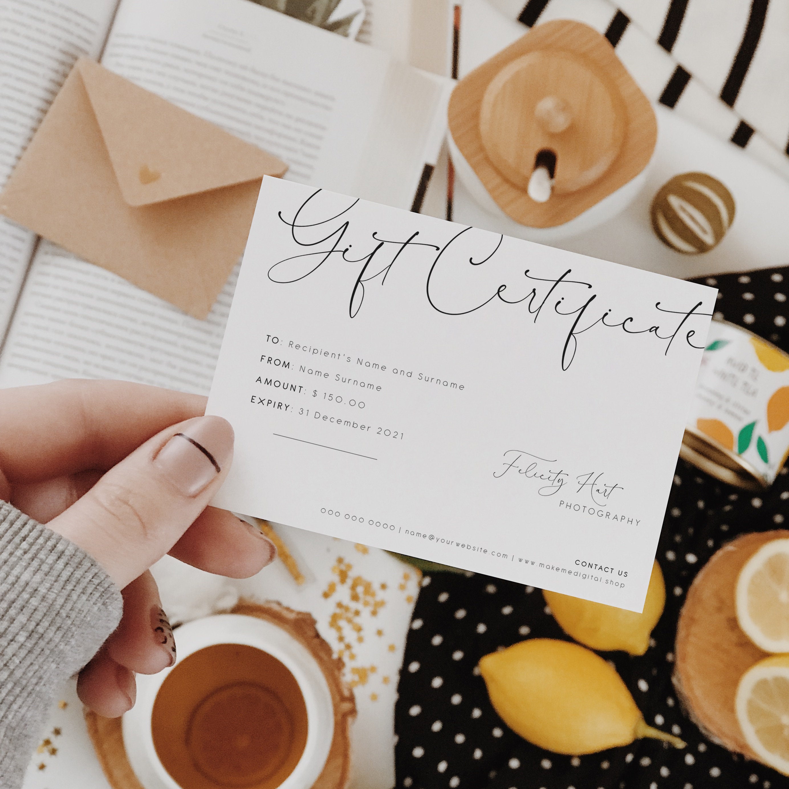 Modern Business Gift Certificate Template, Editable Small Business ...