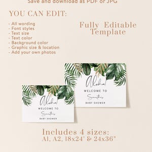Aloha Tropical Baby Shower Welcome Sign Template, Baby Welcome Sign ...