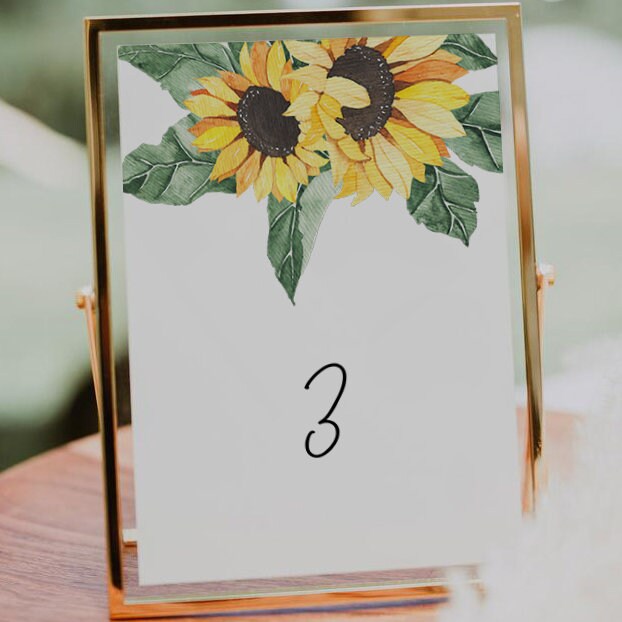 Rustic Sunflower Table Number Printable Wedding Table Number | Etsy