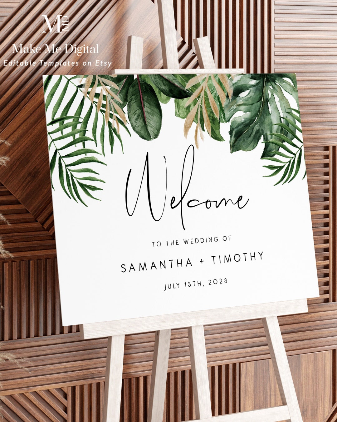 Editable Tropical Welcome Sign Template, Wedding Welcome Sign ...