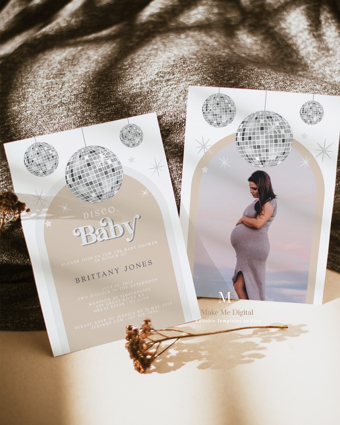 Disco Ball Diva Baby Shower Invitation, Silver Glitter Disco, Baby ...