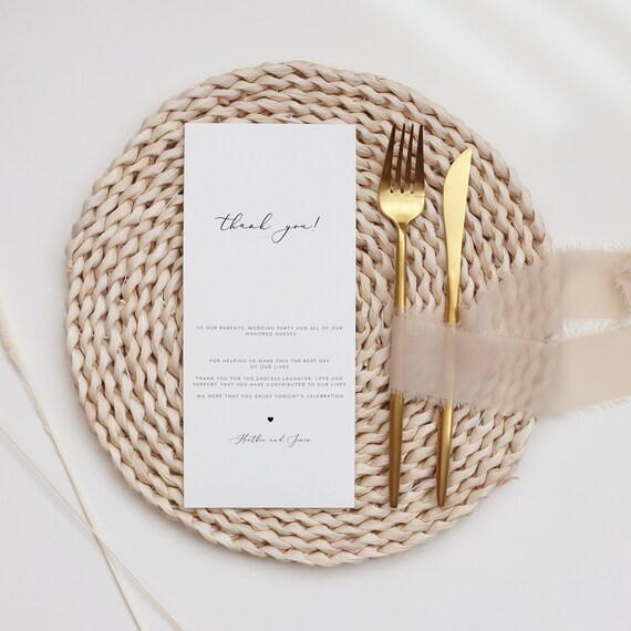 FRIDA Table Thank You Card Printable Place Setting Thank - Etsy