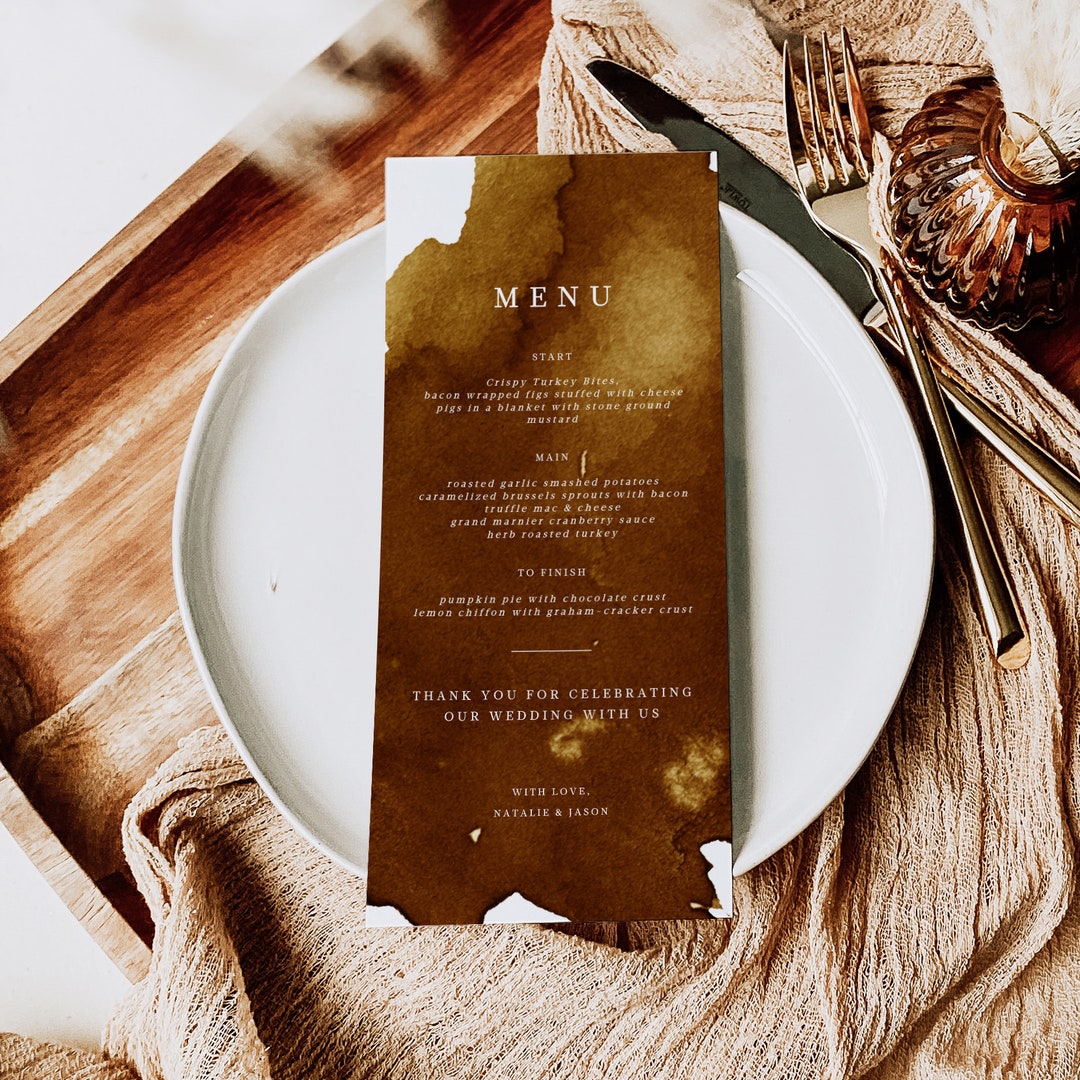 Bohemian Rust Wedding Menu, Rustic Terracotta Wedding Menu Template ...