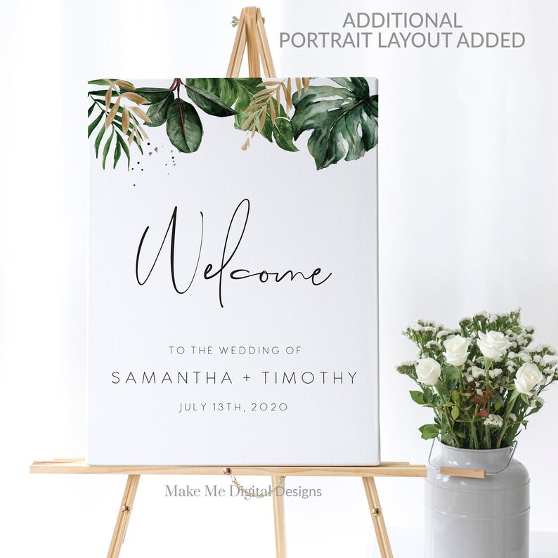 Editable Tropical welcome sign Template wedding welcome sign | Etsy