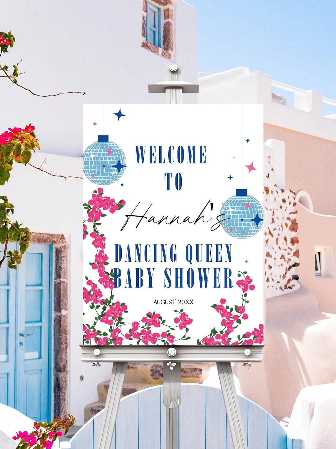Dancing Queen Baby Shower Welcome Sign, Greek Mamma Mia Baby Sprinkle ...