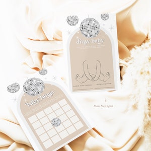 Disco Ball Diva Baby Shower Games, Silver Glitter Festival Baby Game Bundle Printable, Editable ...